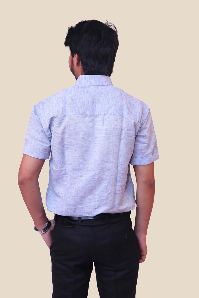 Bihar Khadi. Regent Blue Regular Fit Men’s Khadi Shirt