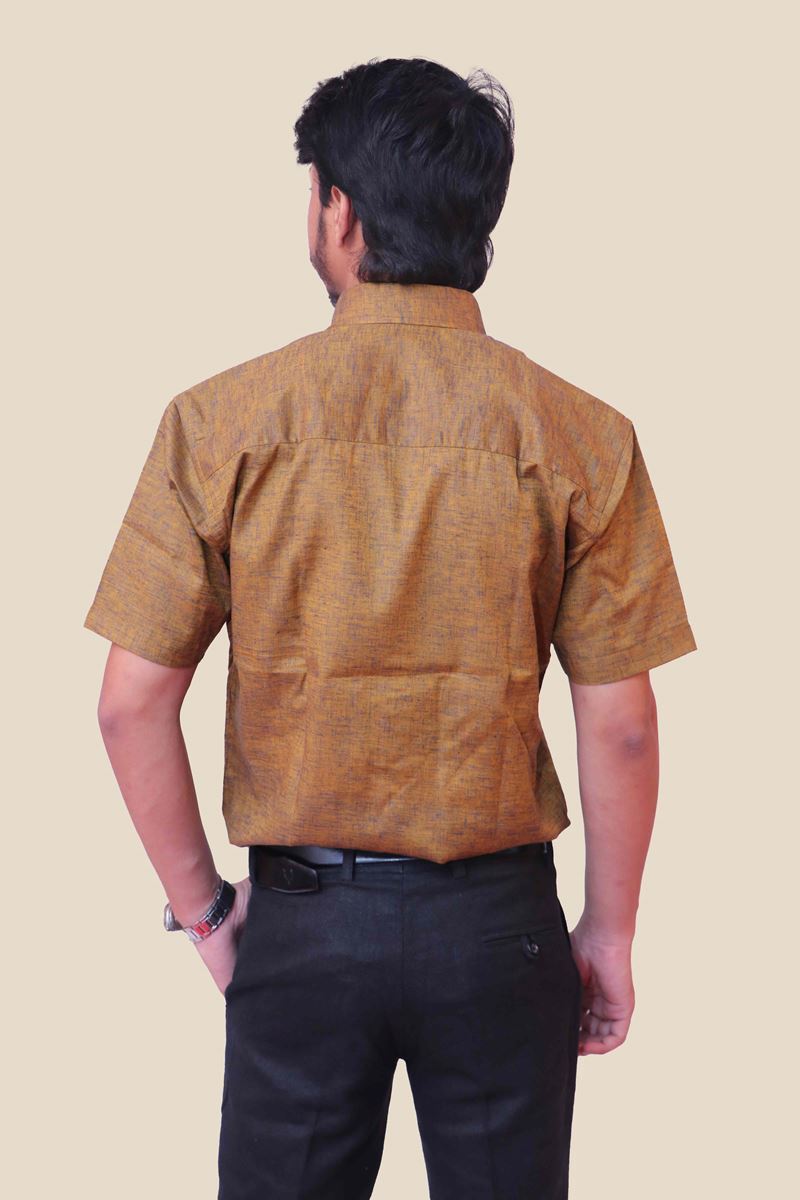 Bihar Khadi. Mustard Yellow Regular Fit Men’s Khadi Shirt