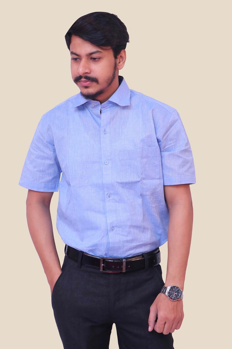 Bihar Khadi. Blue Regular Fit Men’s Khadi Shirt