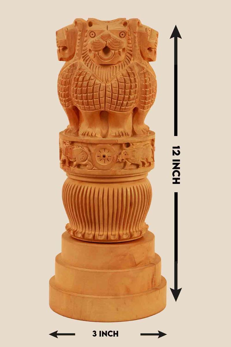 Bihar Khadi. Hand Carved Wooden Ashok Stambh