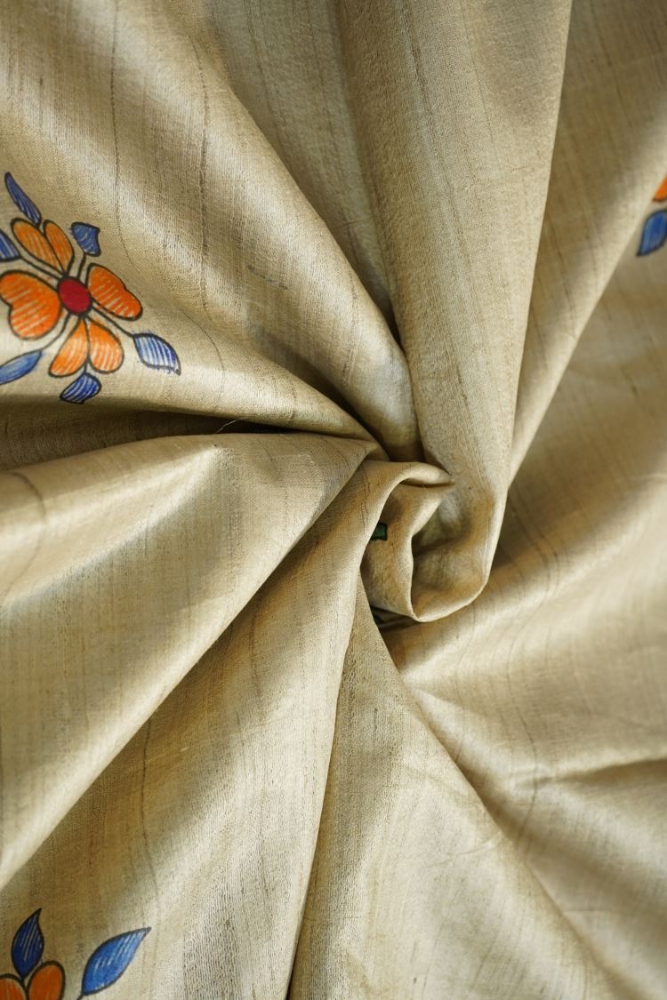 Bihar Khadi. Buy Bihar Khadi Raw Silk Natural Madhubani Saree Online